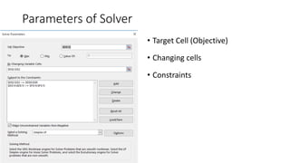 7th meeting - Analysis Toolpak - Solver - Forecast Worksheet | PPT