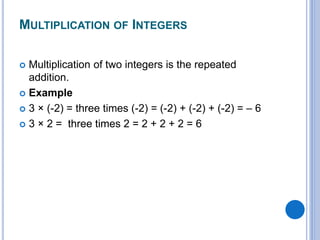 multiplication of integers | PPTX