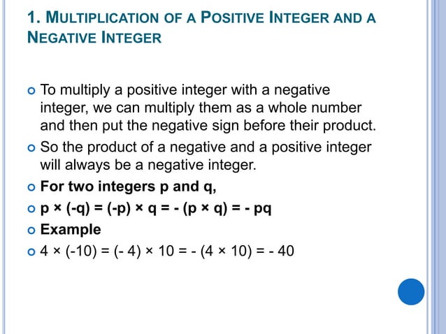 multiplication of integers | PPTX | Science