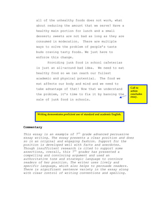 7th persuasive essay junk food | PDF