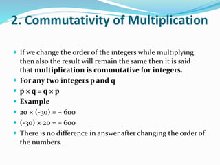 properties of multiplication of integers | PPT