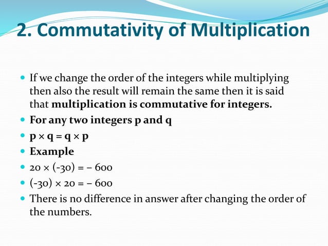 properties of multiplication of integers | PPTX | Programming Languages | Computing