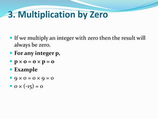 properties of multiplication of integers | PPT