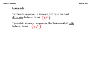 7th pre alg -l61--april5 | PDF