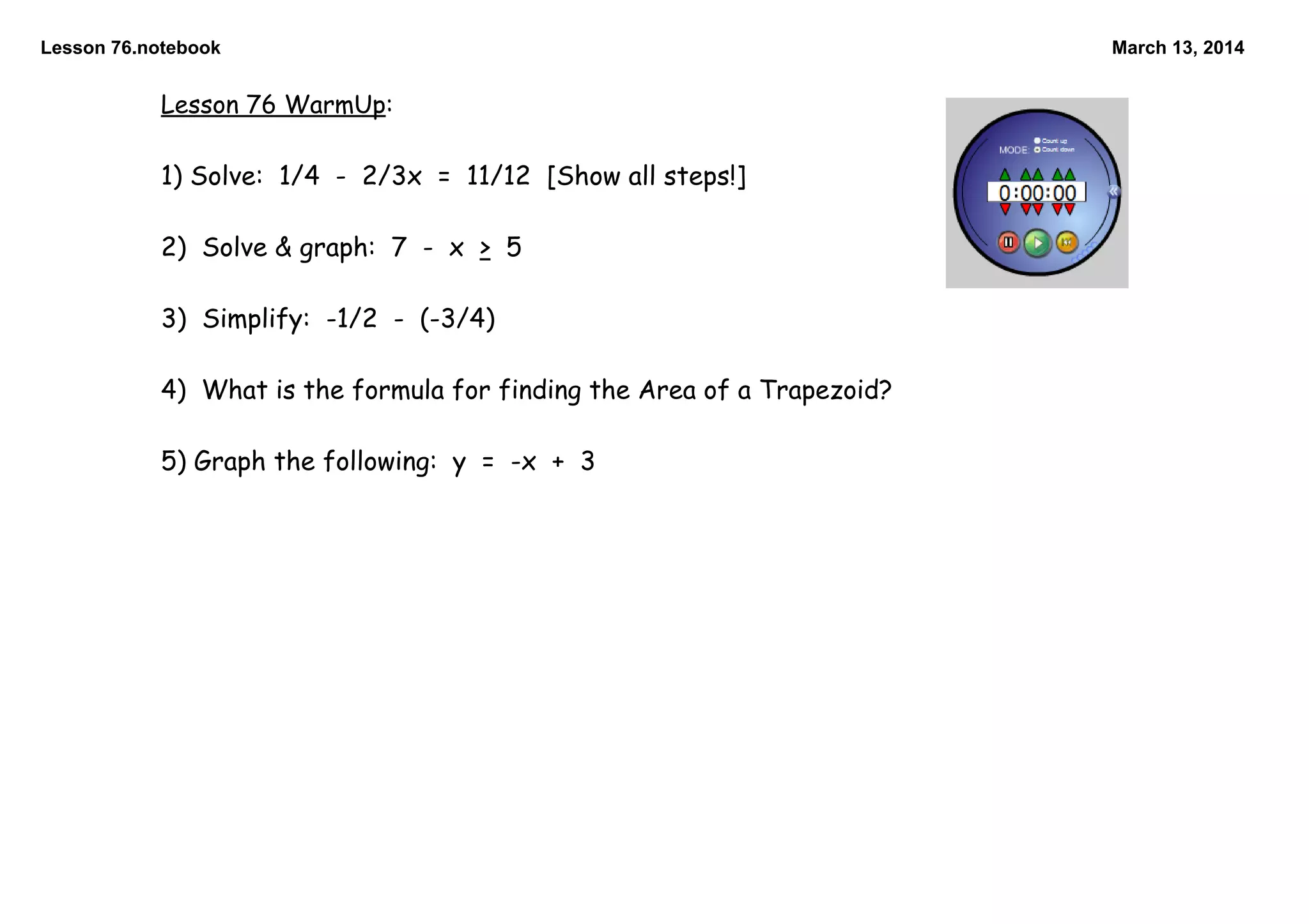 7th pre alg -l76 | PDF
