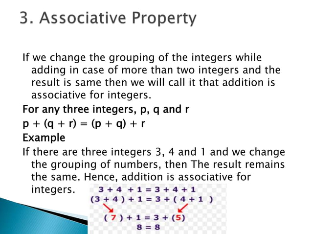 properties of addition and subtraction of integers | PPTX | Science