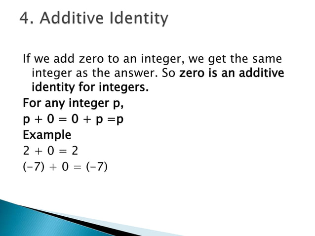 properties of addition and subtraction of integers | PPTX | Science