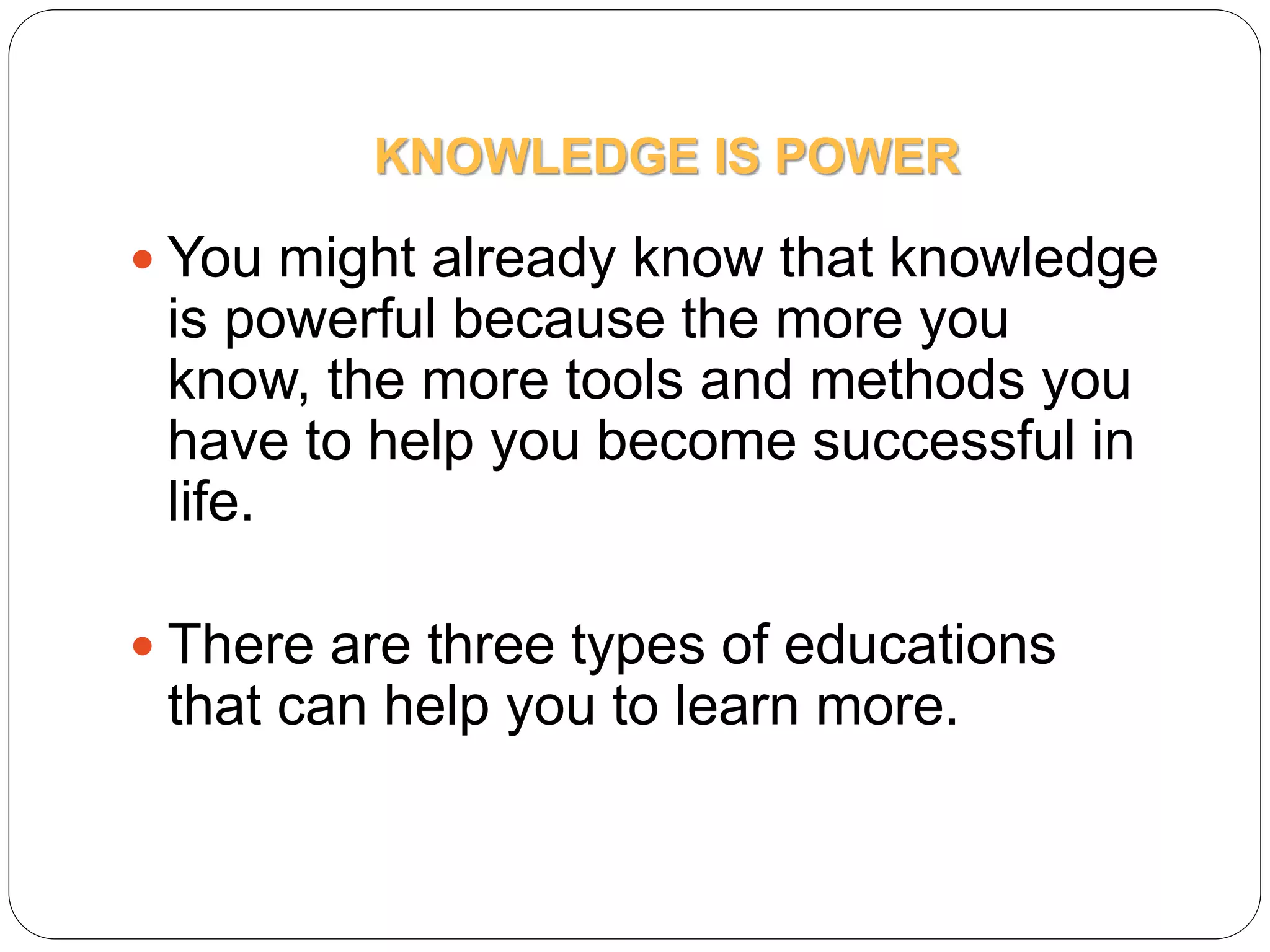 Three types of education | PPTX