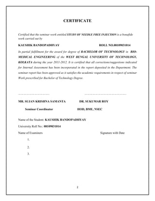 Needle free Injection-main project(7th sem) | PDF