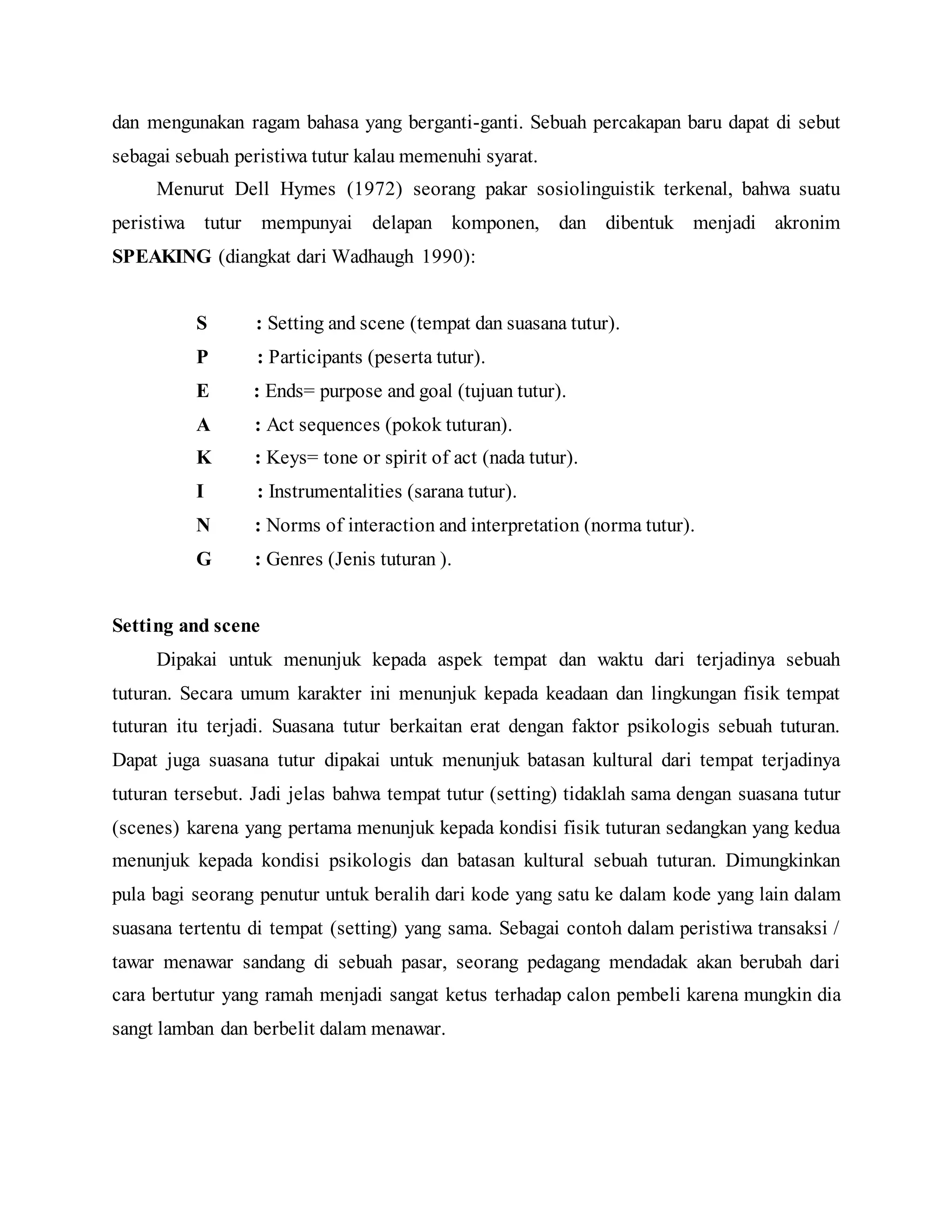 TINDAK TUTUR DAN PERISTIWA TUTUR | DOCX