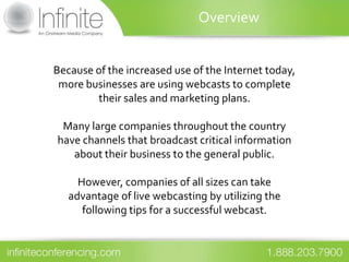 7 tips for a successful webcast | PPTX | Web Conferencing | Computer ...