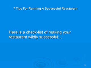 7 tips for running a successful restaurant | PPT