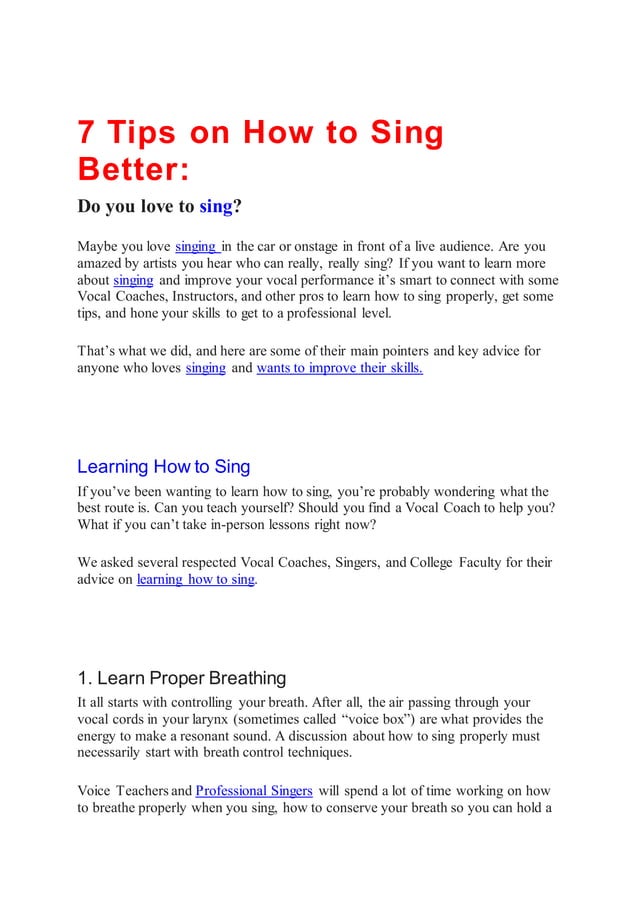 7 tips on how to sing better | PDF
