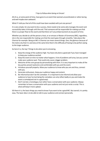 7 tips to follow when being an emcee | PDF
