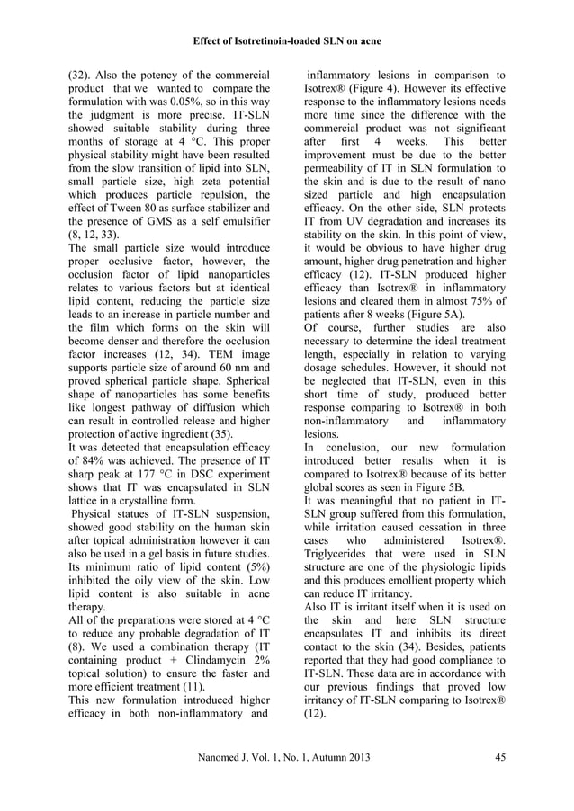 The efficacy of Isotretinoin-loaded solid lipid nanoparticles in ...