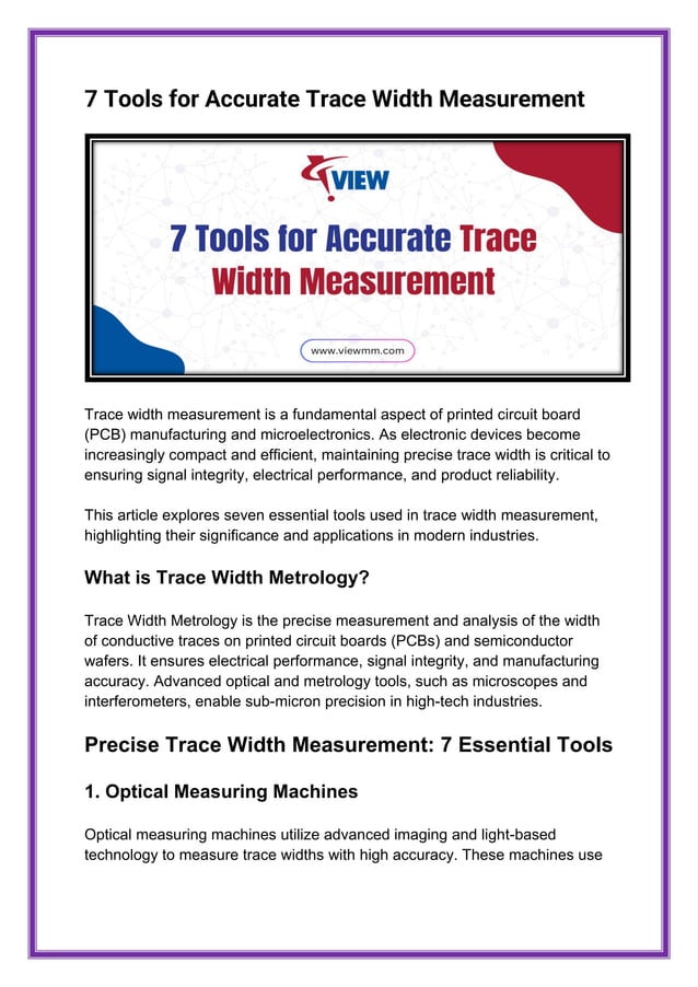 7 Tools for Accurate Trace Width Measurement | PDF