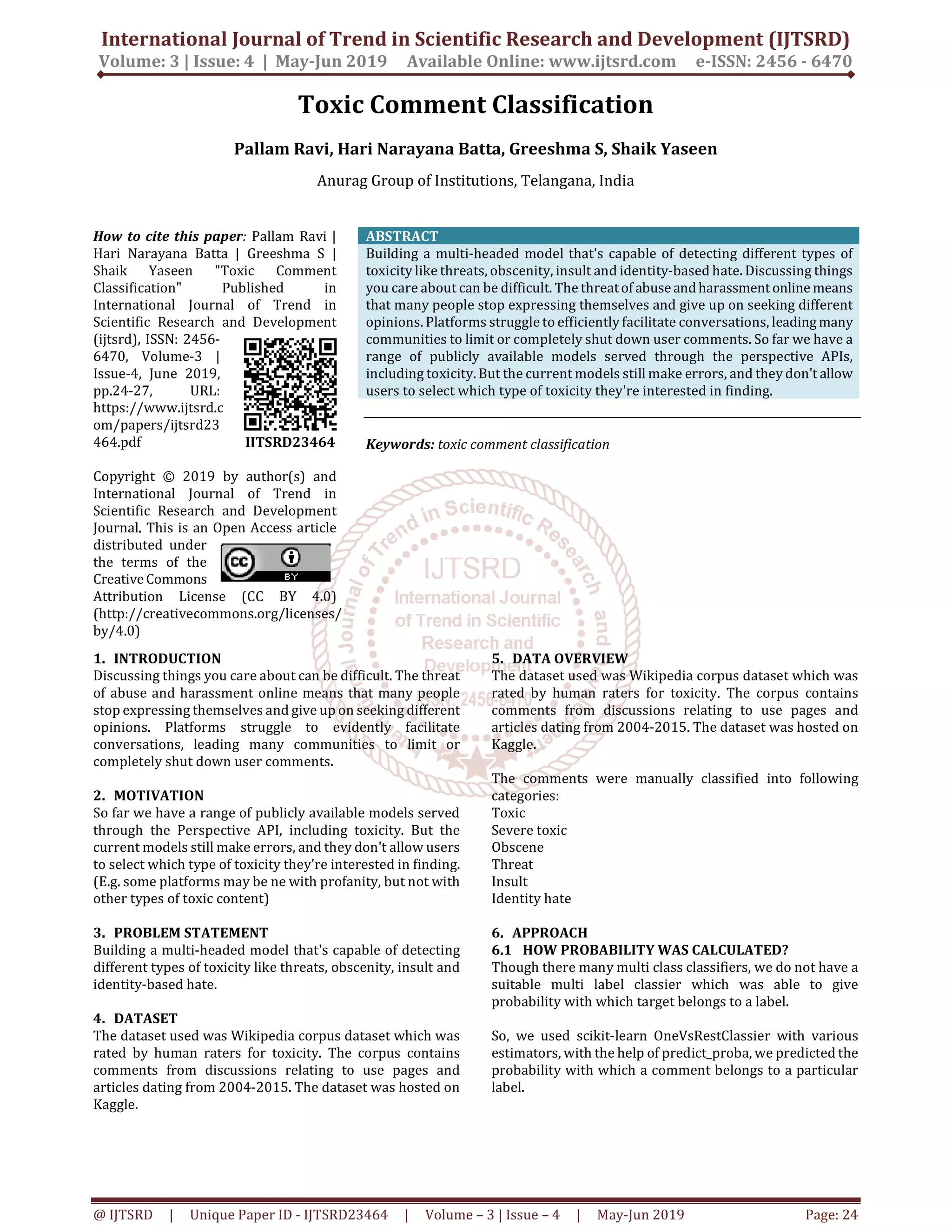 Toxic Comment Classification | PDF