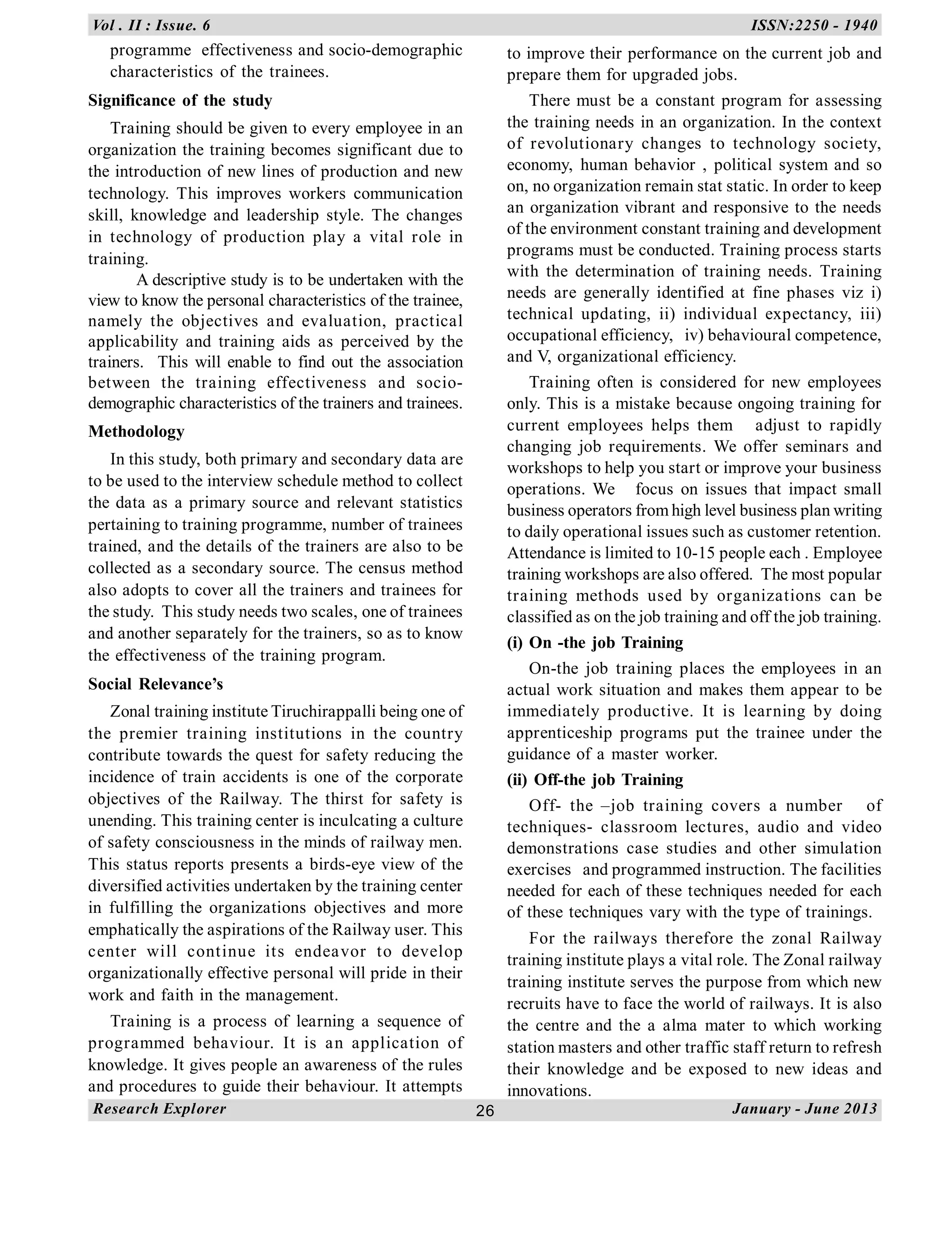 7 training and human resource development in zonal railway | PDF