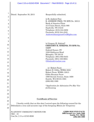 Emergency Motion for Temporary Restraining Order | PDF