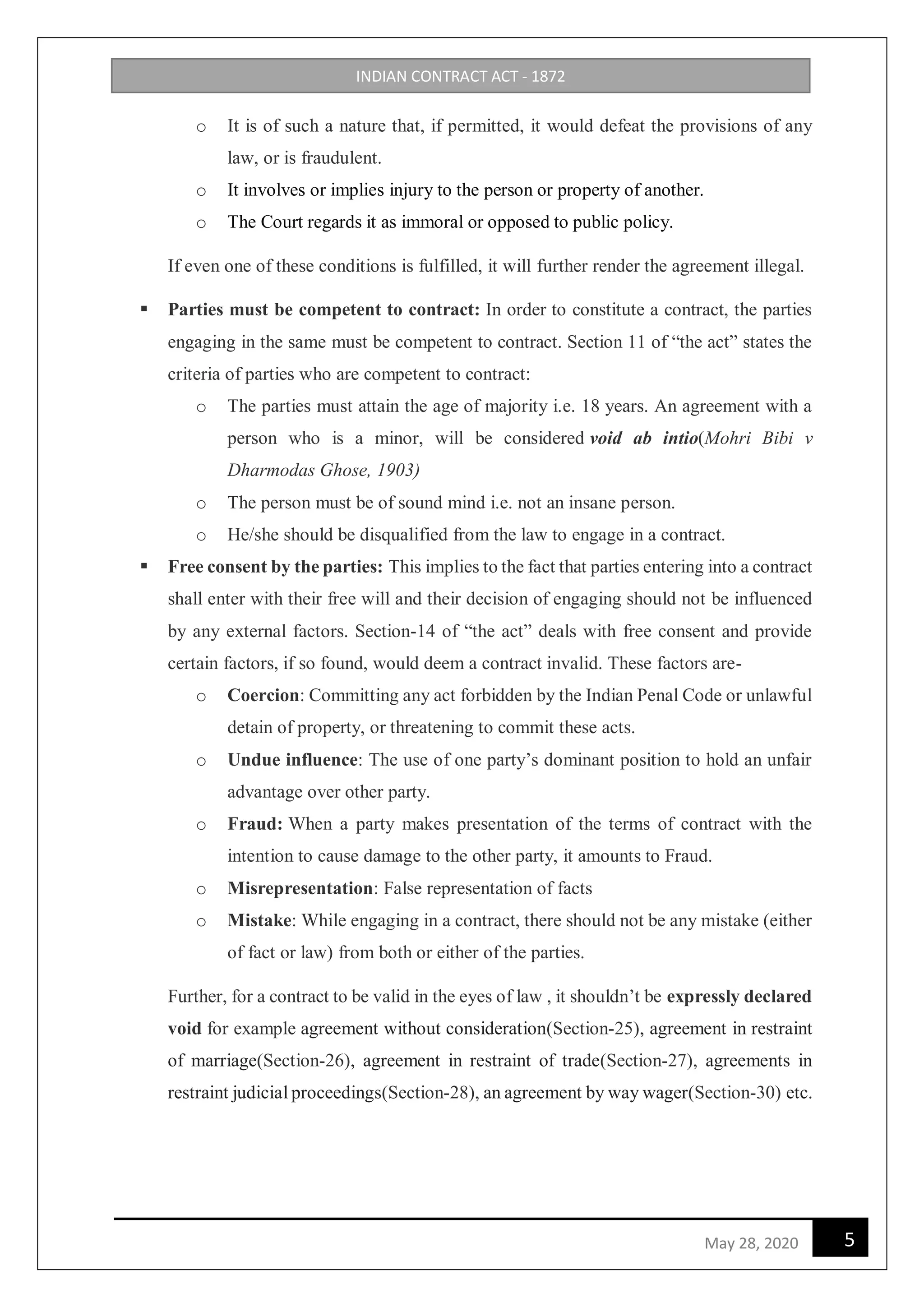 Indian Contract Act - 1872 | PDF