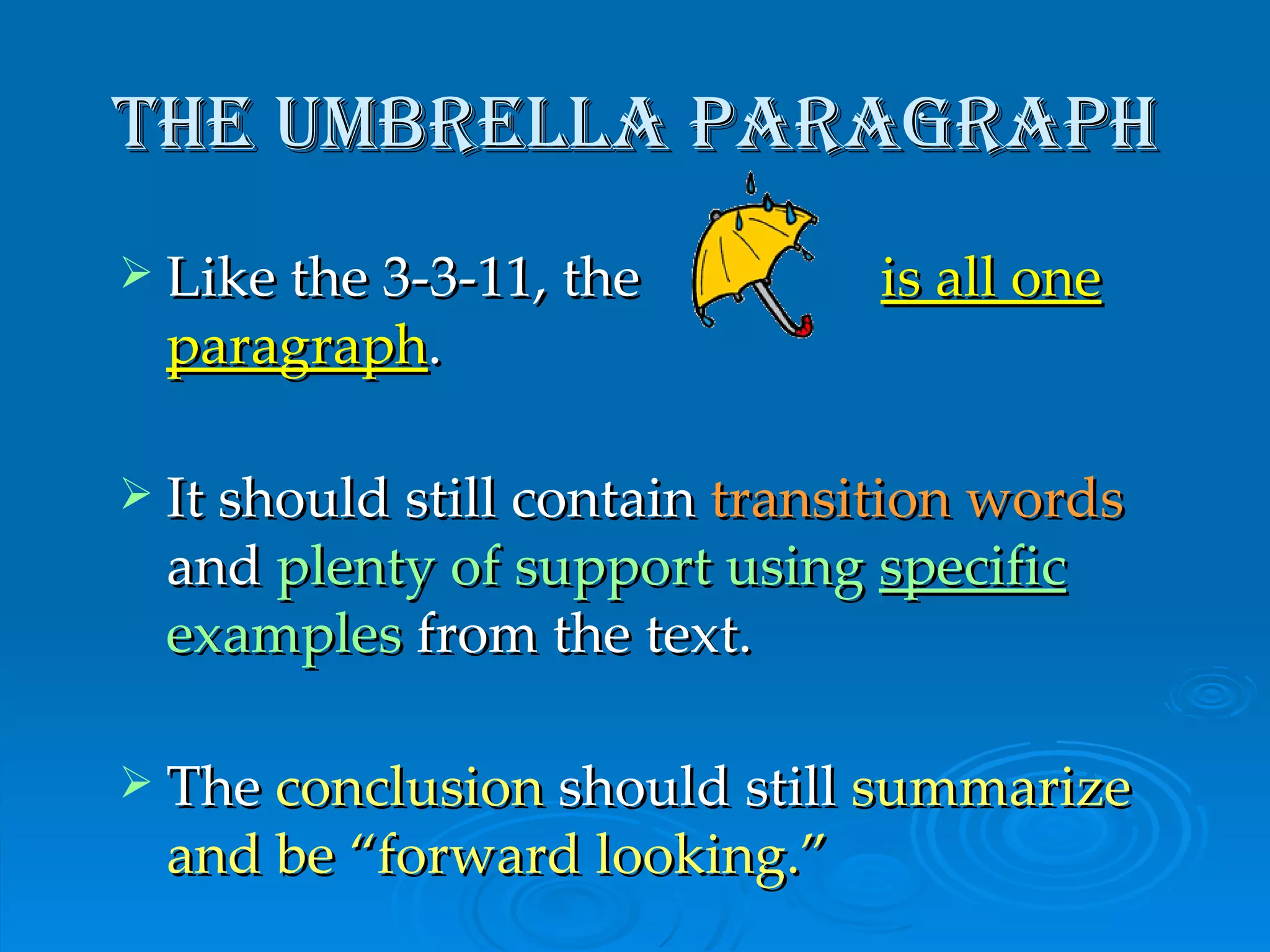 7 t umbrella paragraph | PPT