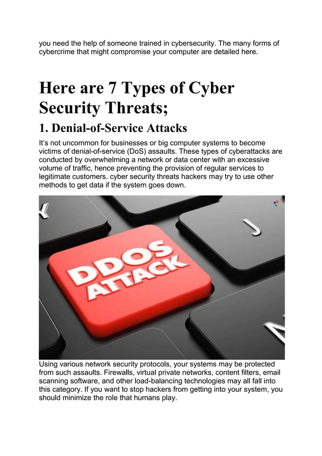 7 Types of Cyber Security Threats | The Lifesciences Magazine | PDF ...