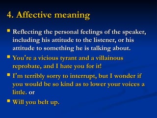 Seven types of meaning with some examples | PPT