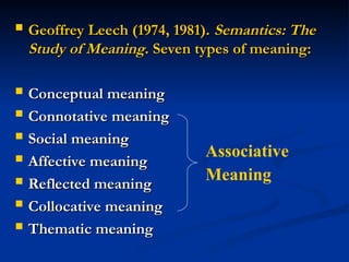 Seven types of meaning with some examples | PPT