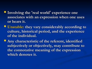 Seven types of meaning with some examples | PPT