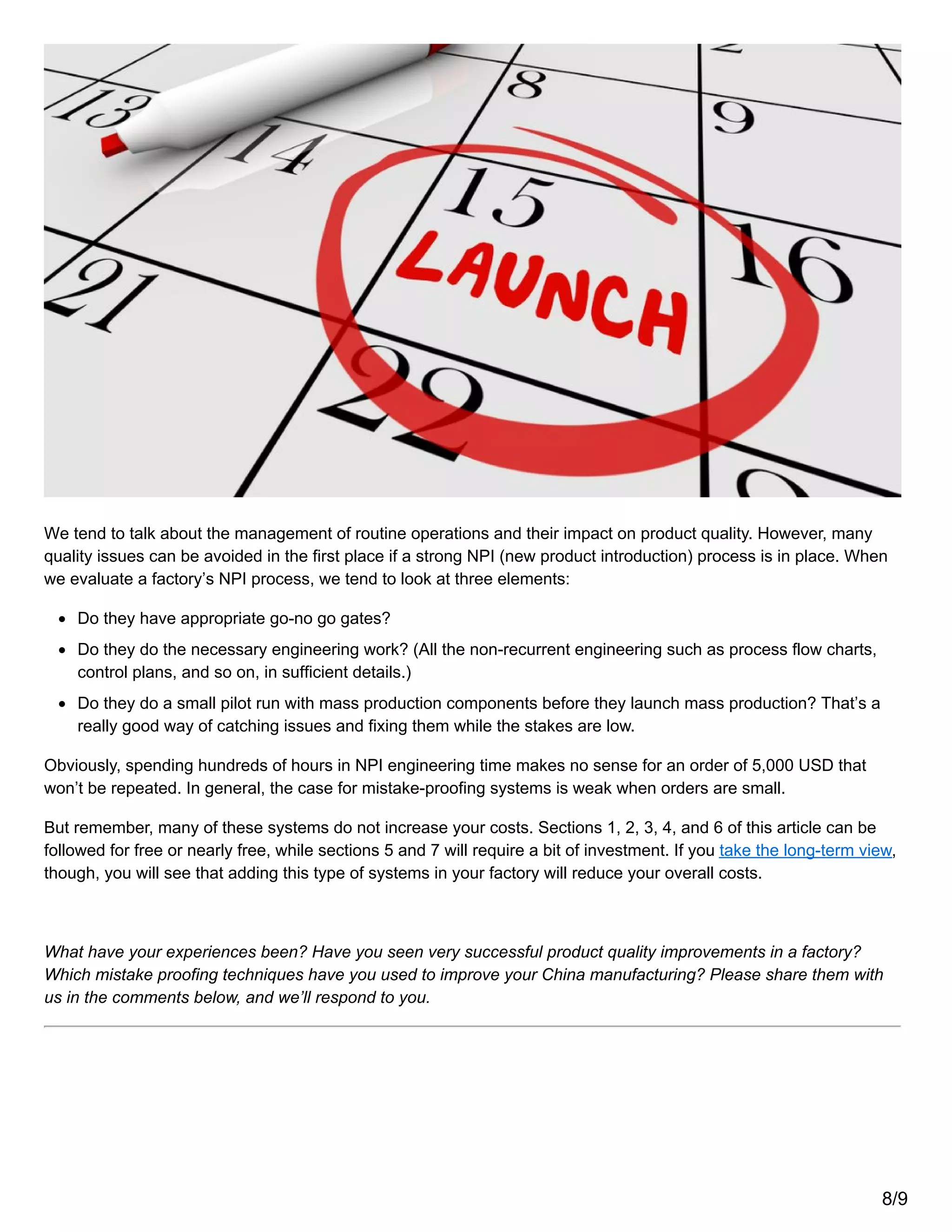 7 types of mistake proofing systems that improve product quality | PDF ...