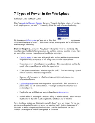 7 types of power in the workplace | DOC