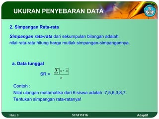 Ukuran Penyebaran Data dari sekelompok data | PPT