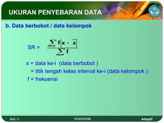 Ukuran Penyebaran Data dari sekelompok data | PPT