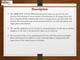 7UT612 Transformer Differential Protection relay | PDF | Computing ...