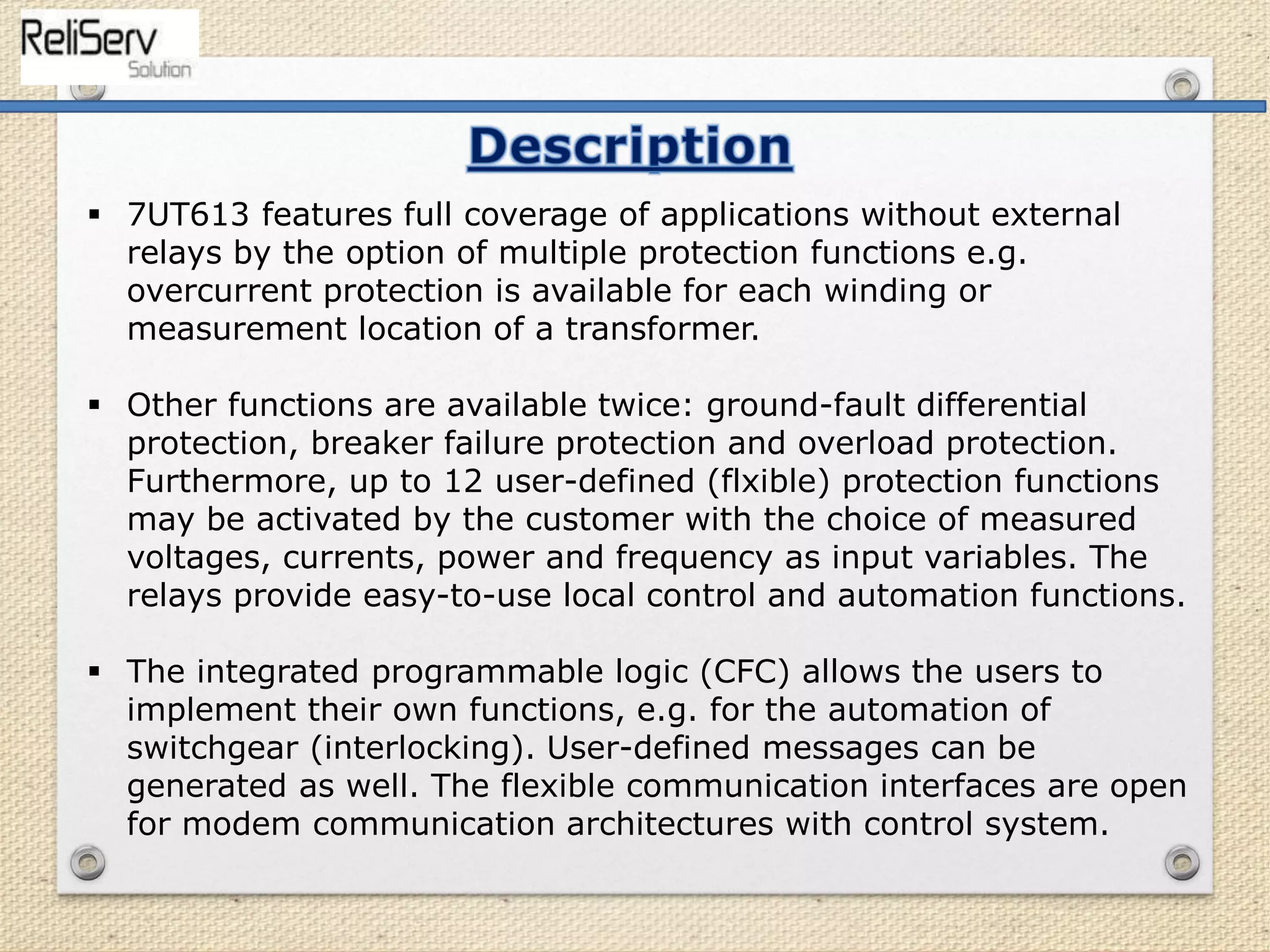 7UT613 Differential Protection Relay For Three Winding | PDF