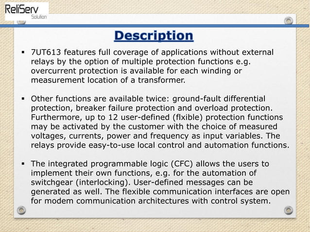 7UT613 Differential Protection Relay For Three Winding | PDF ...