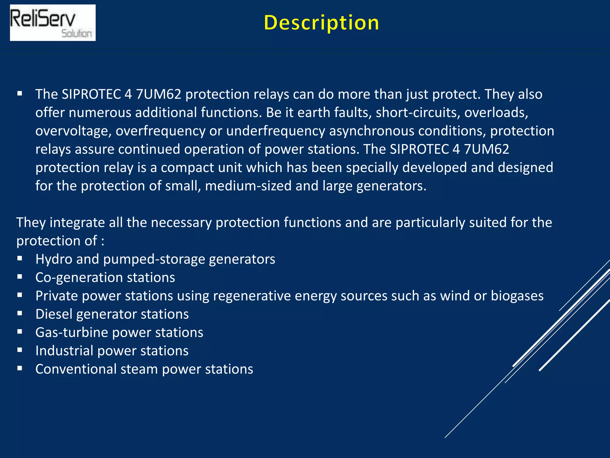 7UM62 Generator Protection Relay | PDF