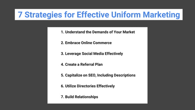 7 uniform marketing strategies you can implement today (1) | PPTX | Marketing and Advertising ...