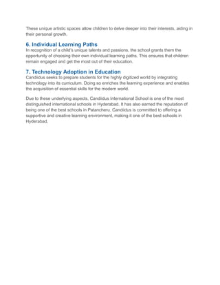 7 Unique features that set Candiidus as top International school in ...
