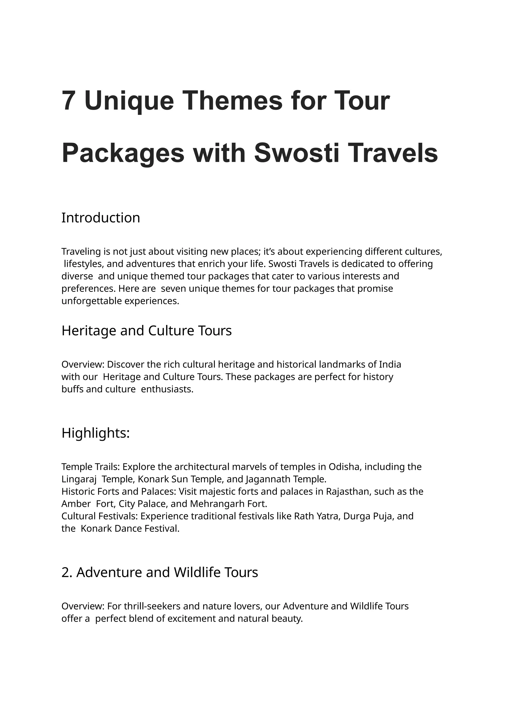 7 Unique Themes for Tour Packages with Swosti Travels.pptx