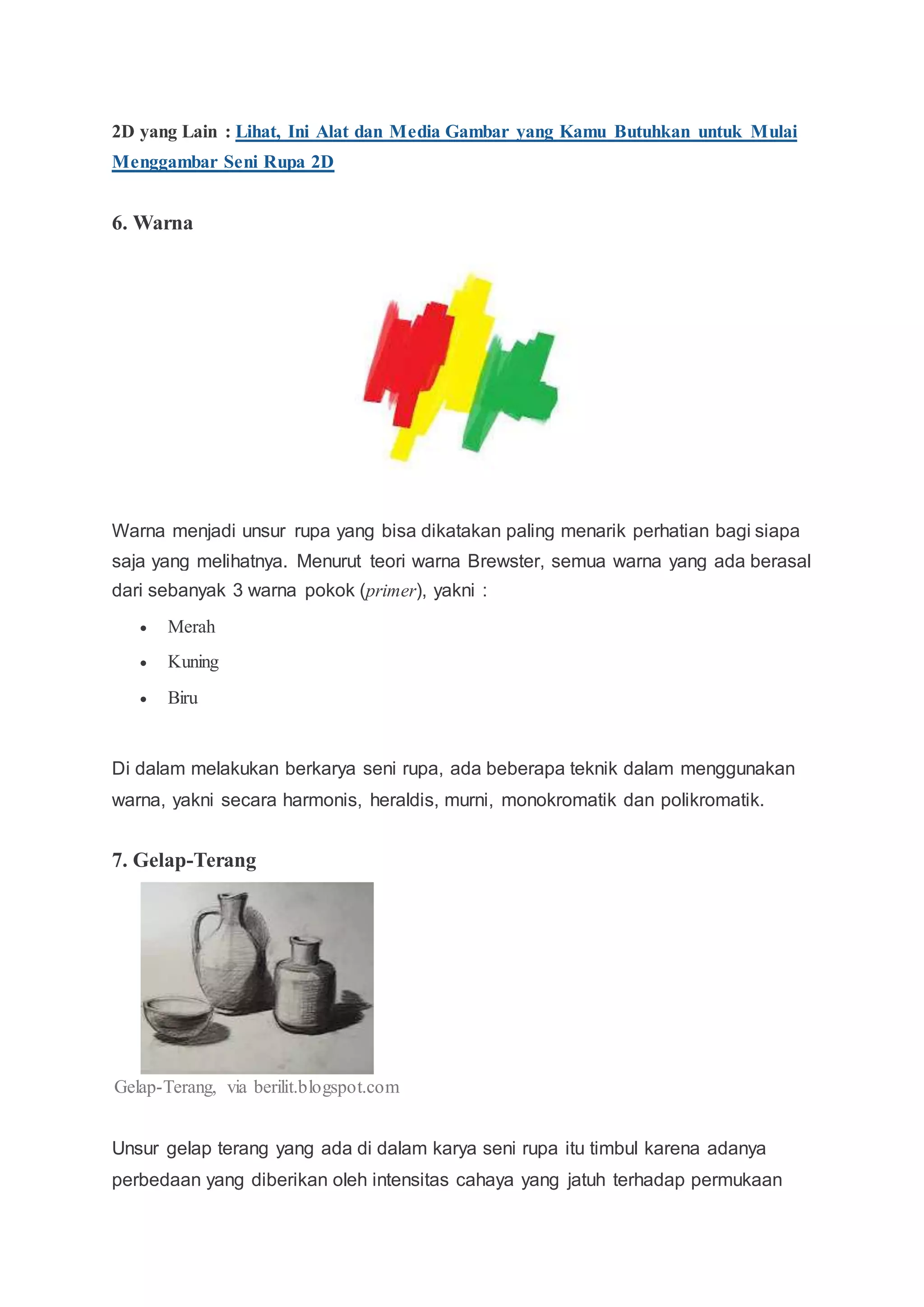 7 unsur dan obyek karya seni rupa 2 dimens2 | DOCX