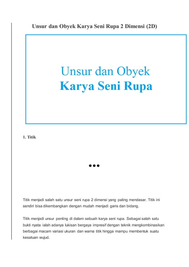 7 unsur dan obyek karya seni rupa 2 dimens2 | PDF