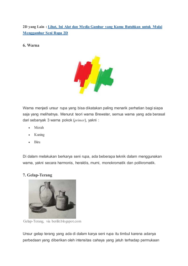 7 unsur dan obyek karya seni rupa 2 dimens2 | PDF