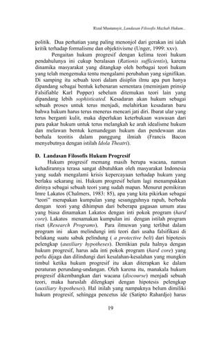 LANDASAN FILOSOFIS MAZHAB HUKUM PROGRESIF: TINJAUAN FILSAFAT ILMU | PDF