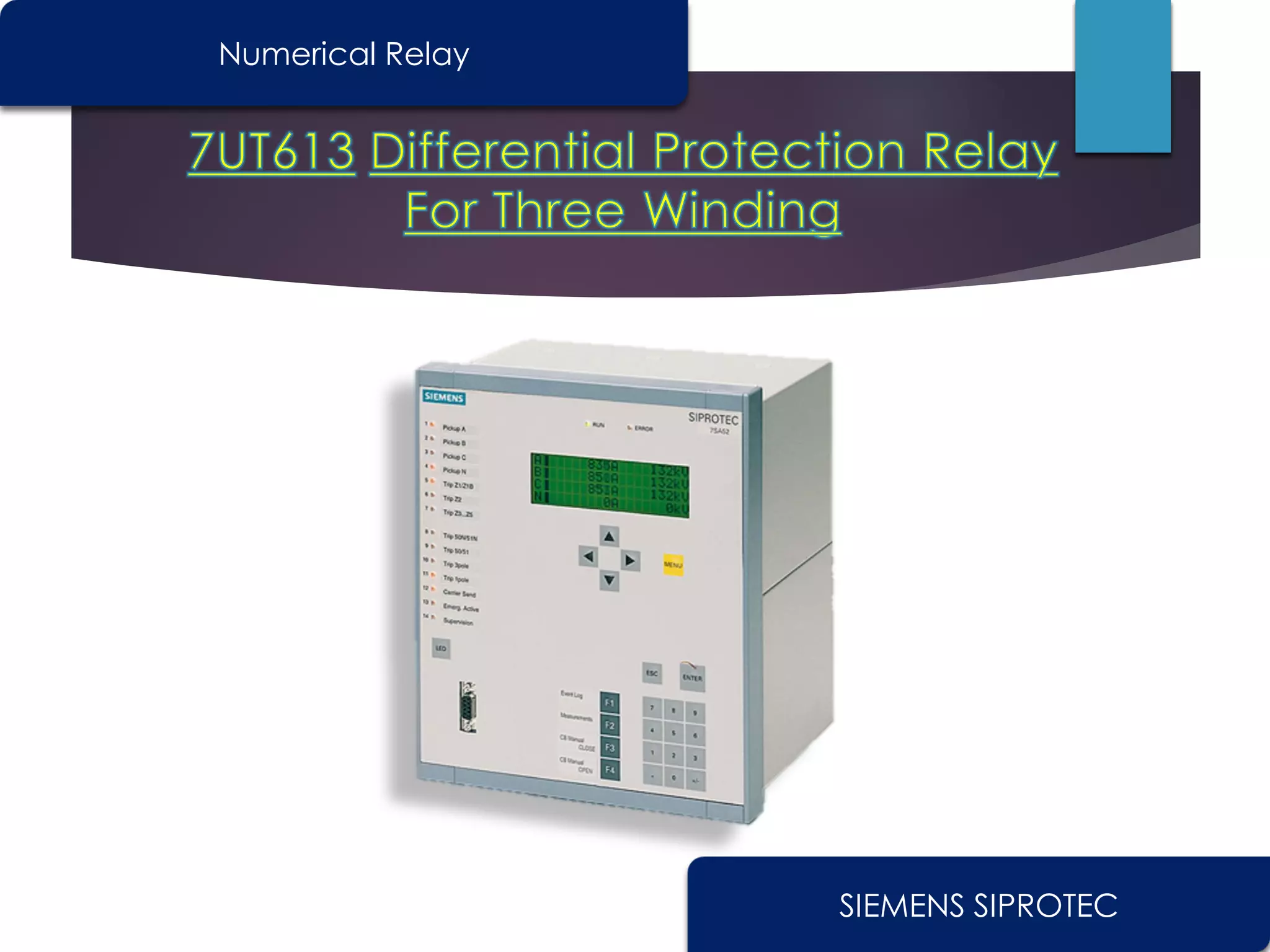 7UT63 Differential Protection Relay | PDF