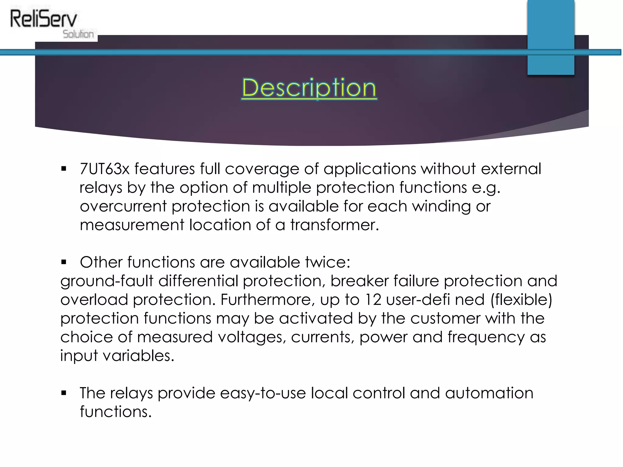 7UT63 Differential Protection Relay | PDF