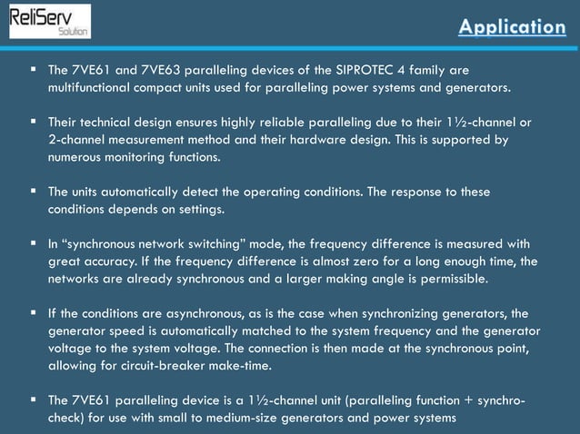 7VE6 Multifunction Paralleling Device | PPT