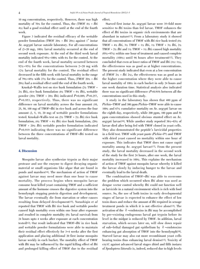 Effects of TMOF-Bti against Aedes outside lab | PDF