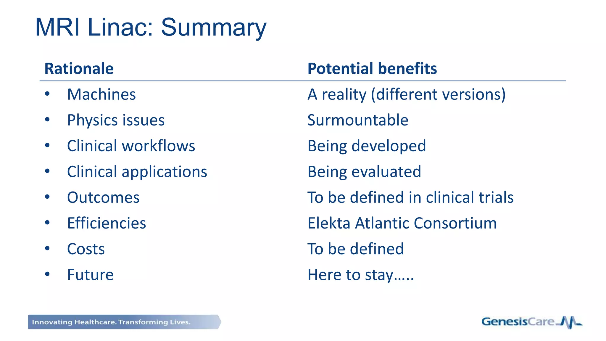 Dr Vincent Khoo, CMO, GenesisCare - MRLinac | PPTX