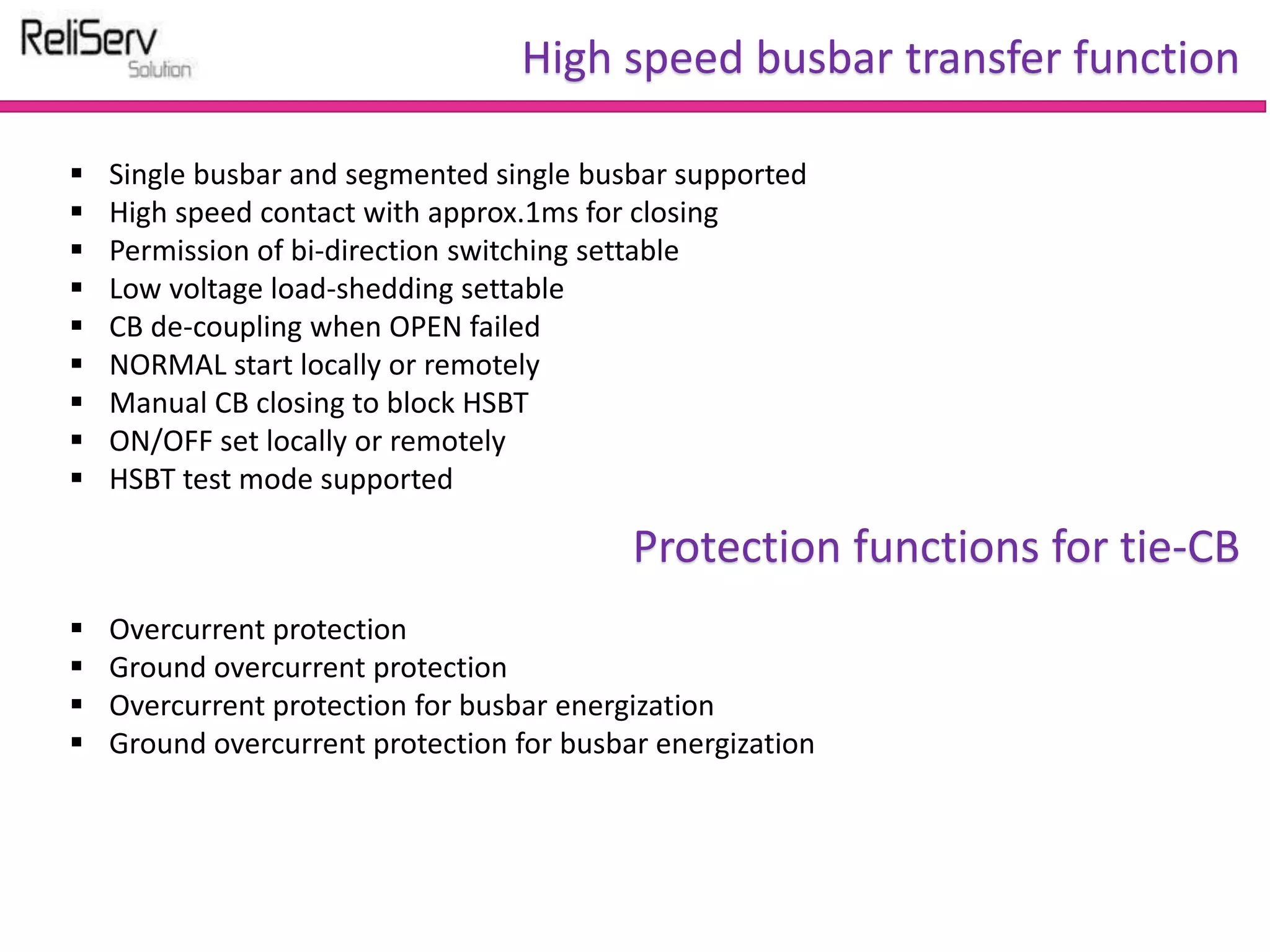 7VU683 High Speed Busbar Transfer Device | PDF